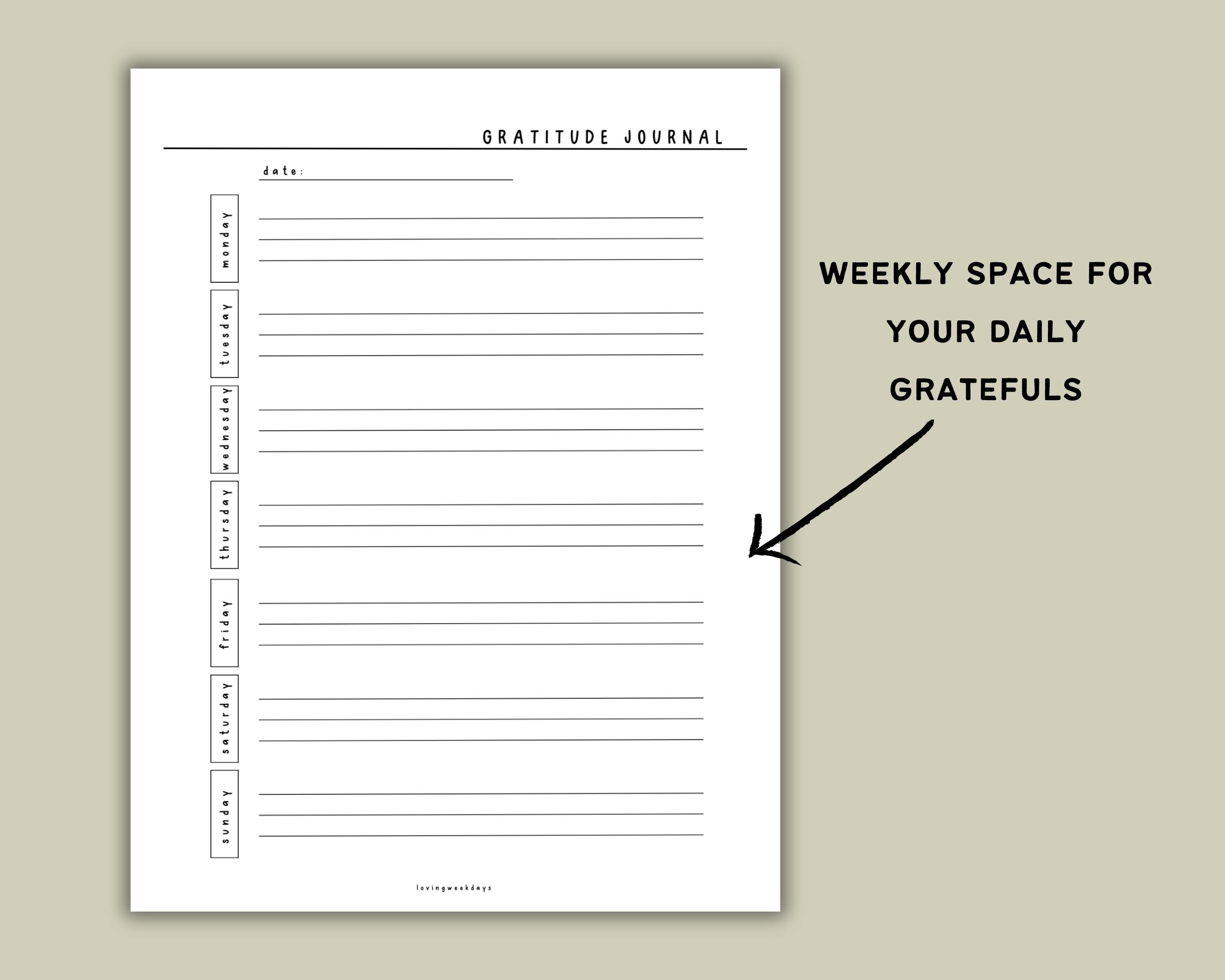 Weekly Gratitude Journal Printable: Simple Thankfulness Diary (PDF ...