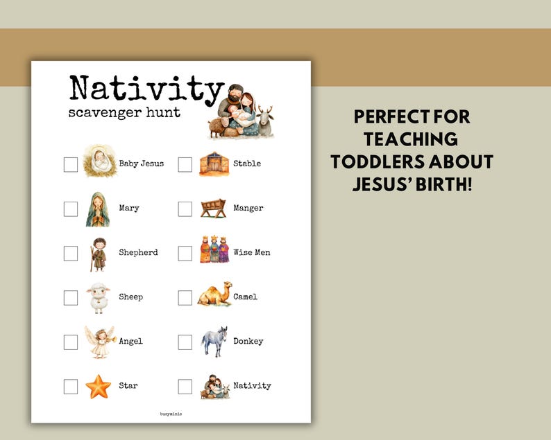 Toddler Nativity Scavenger Hunt Printable, Preschool Christmas Game ...