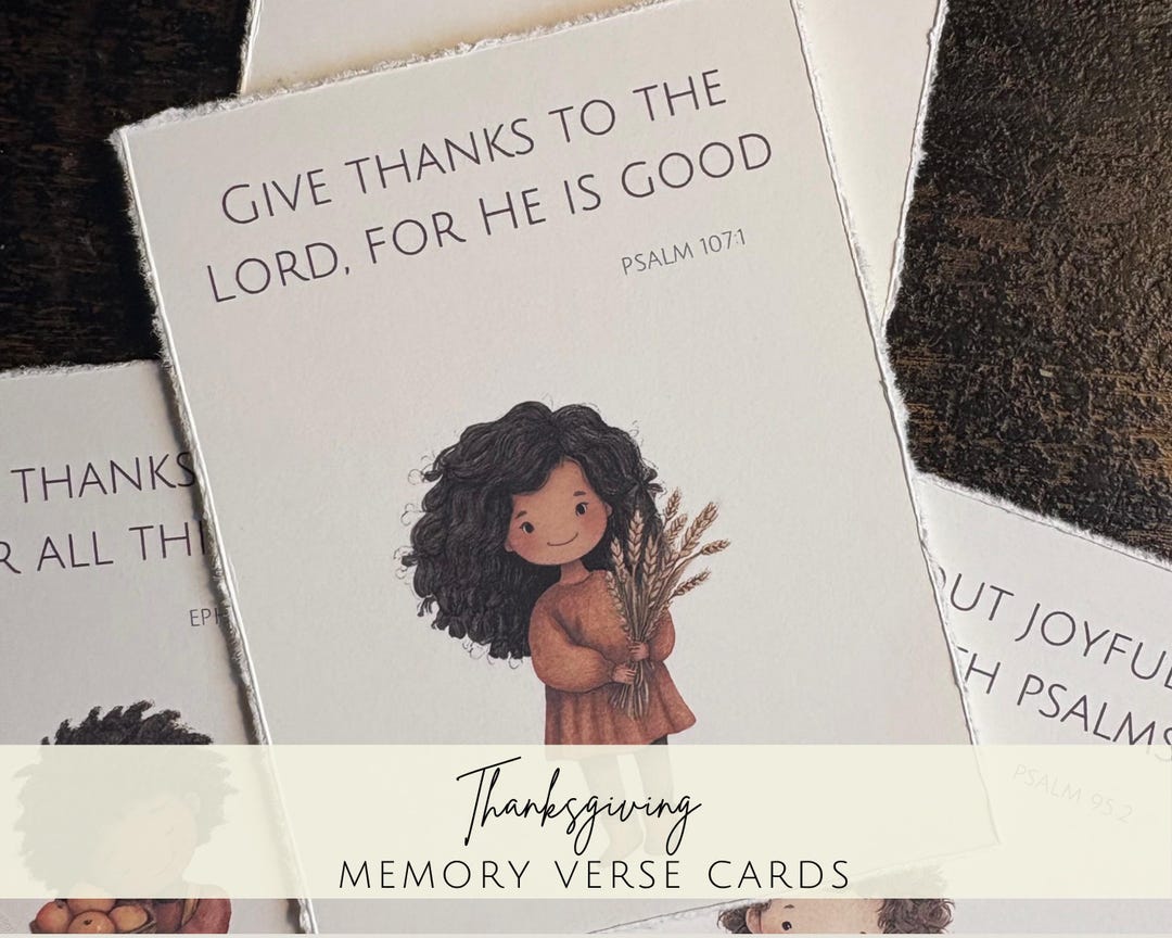 Thanksgiving Preschool Bible Verse Cards: Toddler Scripture Memory ...