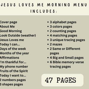 Christian Morning Menu Printable Bundle: Gospel Preschool Activities ...