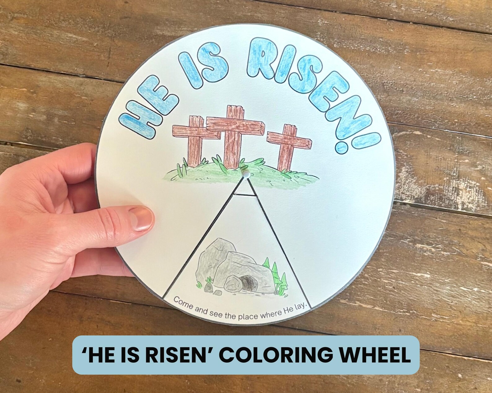 He is Risen Coloring Wheel Printable, Sunday School Lesson, Homeschool ...