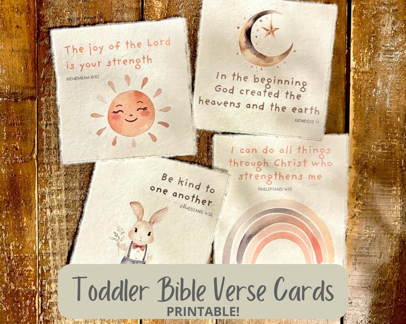 Toddler Bible Verse Cards: Preschool Scripture Memory Cards (PDF ...