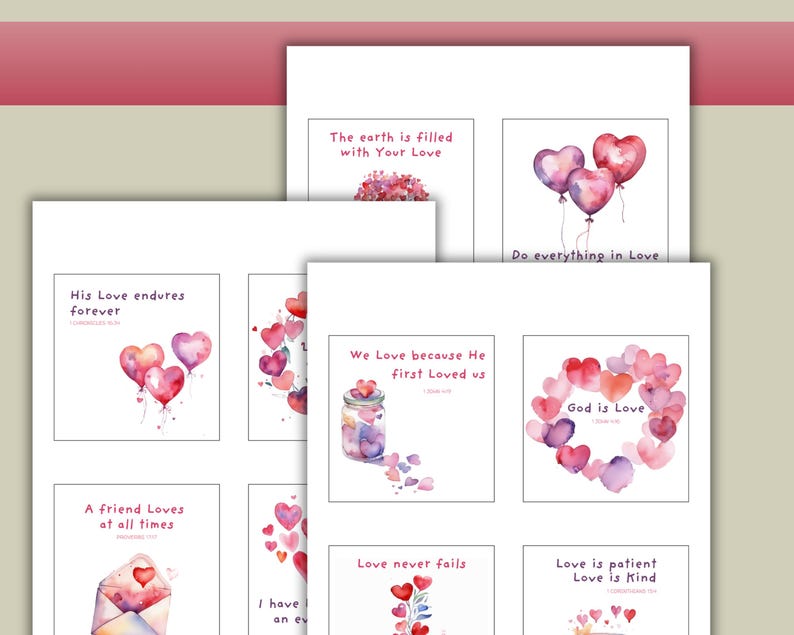 Christian Valentine's Cards: Watercolor Bible Verse Notes (printable ...
