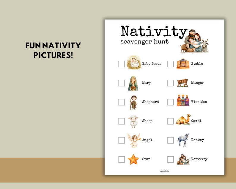 Toddler Nativity Scavenger Hunt Printable, Preschool Christmas Game ...