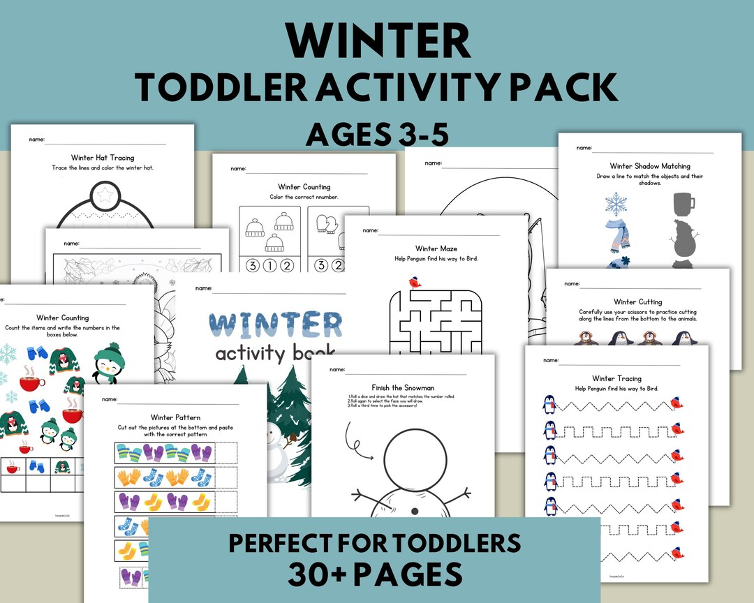 Toddler Winter Activity Bundle Printable, Preschool Winter Worksheets ...