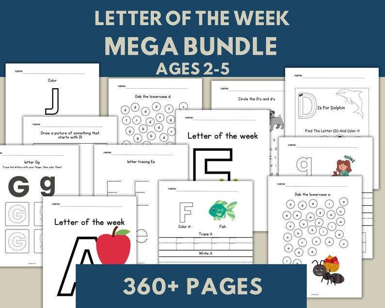 Letter of the Week Bundle Printable Worksheets, Preschool Alphabet ...