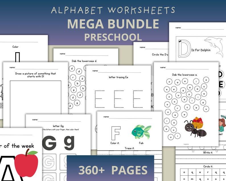 Letter of the Week Bundle Printable Worksheets, Preschool Alphabet ...