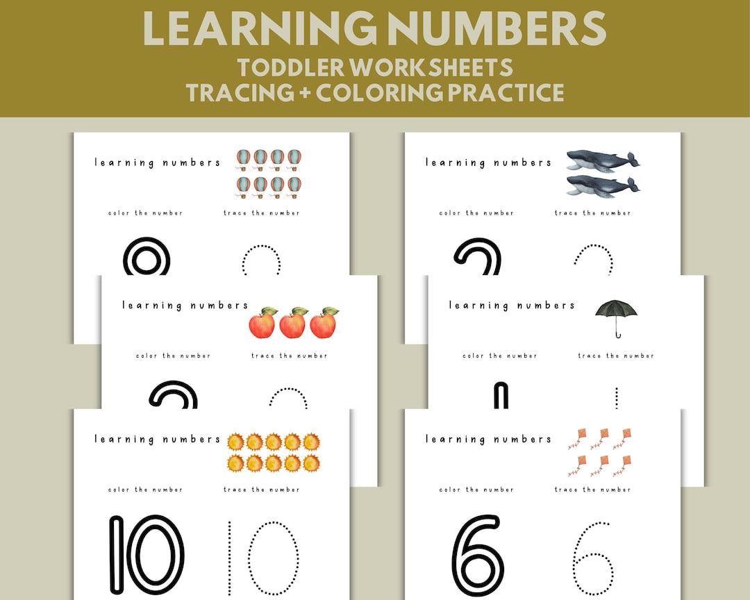 Toddler Number Worksheets: Preschool Counting 1-10, Tracing, Coloring ...