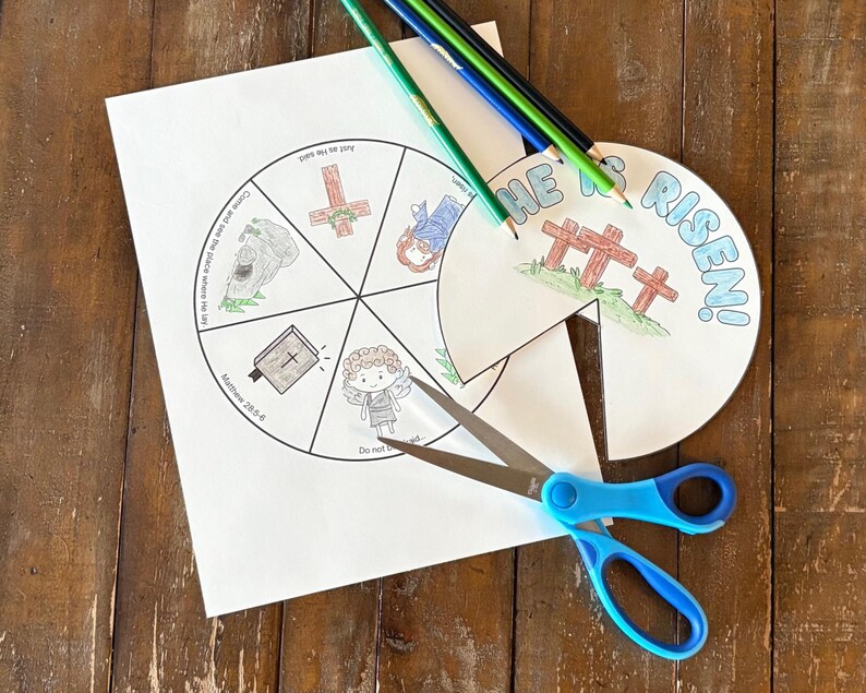 He is Risen Coloring Wheel Printable, Sunday School Lesson, Homeschool ...