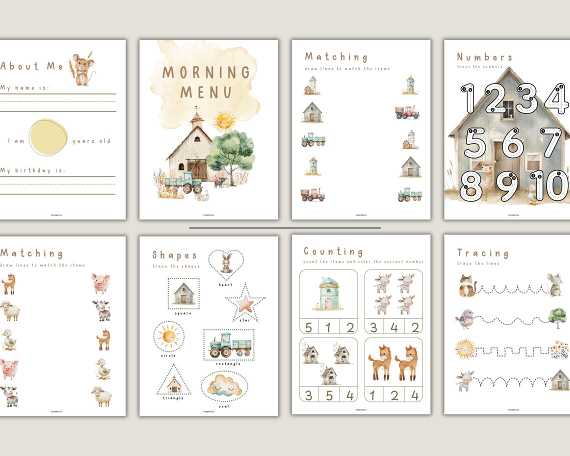 Farm Homeschool Morning Menu: Preschool & Kindergarten Activities (PDF ...