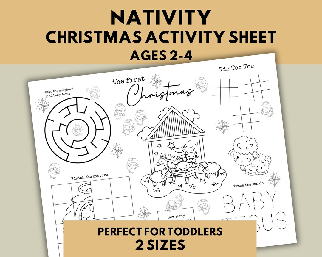 Nativity Activity Placemat Printable, Toddler Christmas Coloring Page ...