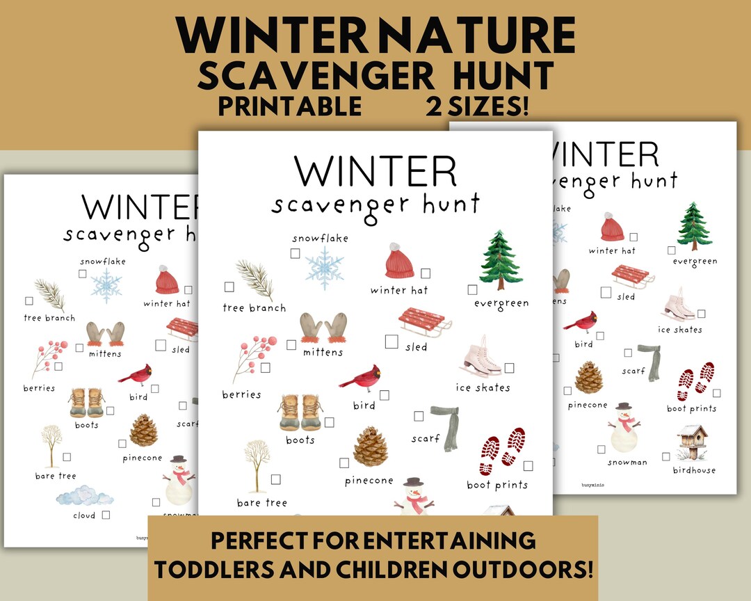 Winter Nature Scavenger Hunt Printable, Toddler Outdoor Game (PDF) - Etsy