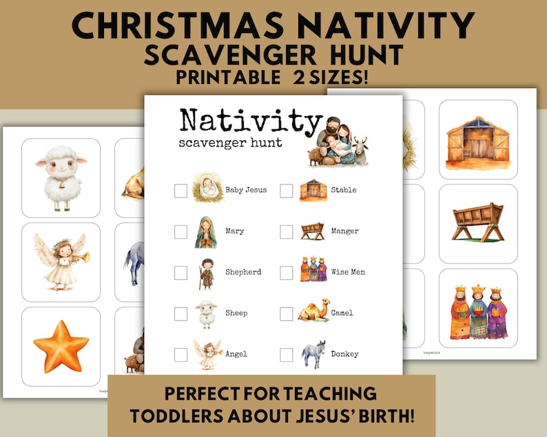 Toddler Nativity Scavenger Hunt Printable, Preschool Christmas Game ...
