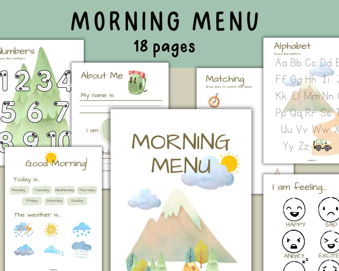 Camping Morning Menu: Homeschool Printable Activities (PDF) - Etsy