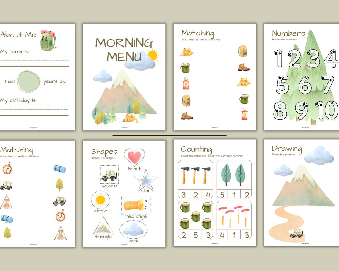 Camping Morning Menu: Homeschool Printable Activities (PDF) - Etsy