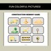Construction Memory and Matching Game Printable, Kids Memory Game ...