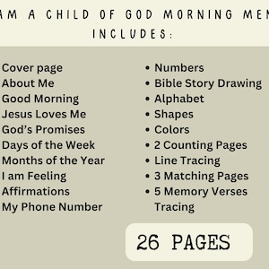 Christian Morning Menu Printable Bundle: Gospel Preschool Activities ...