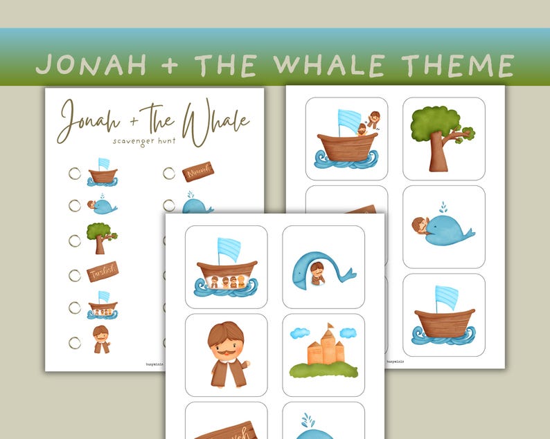 Jonah and the Whale Scavenger Hunt Printable, Indoor Activity ...