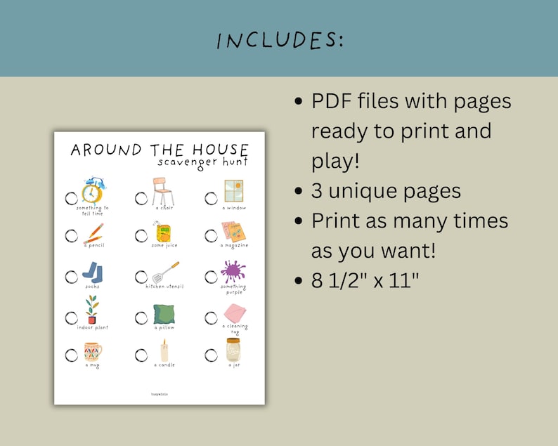 Kids Indoor Scavenger Hunt Printable, Preschool Winter Game, Indoor ...