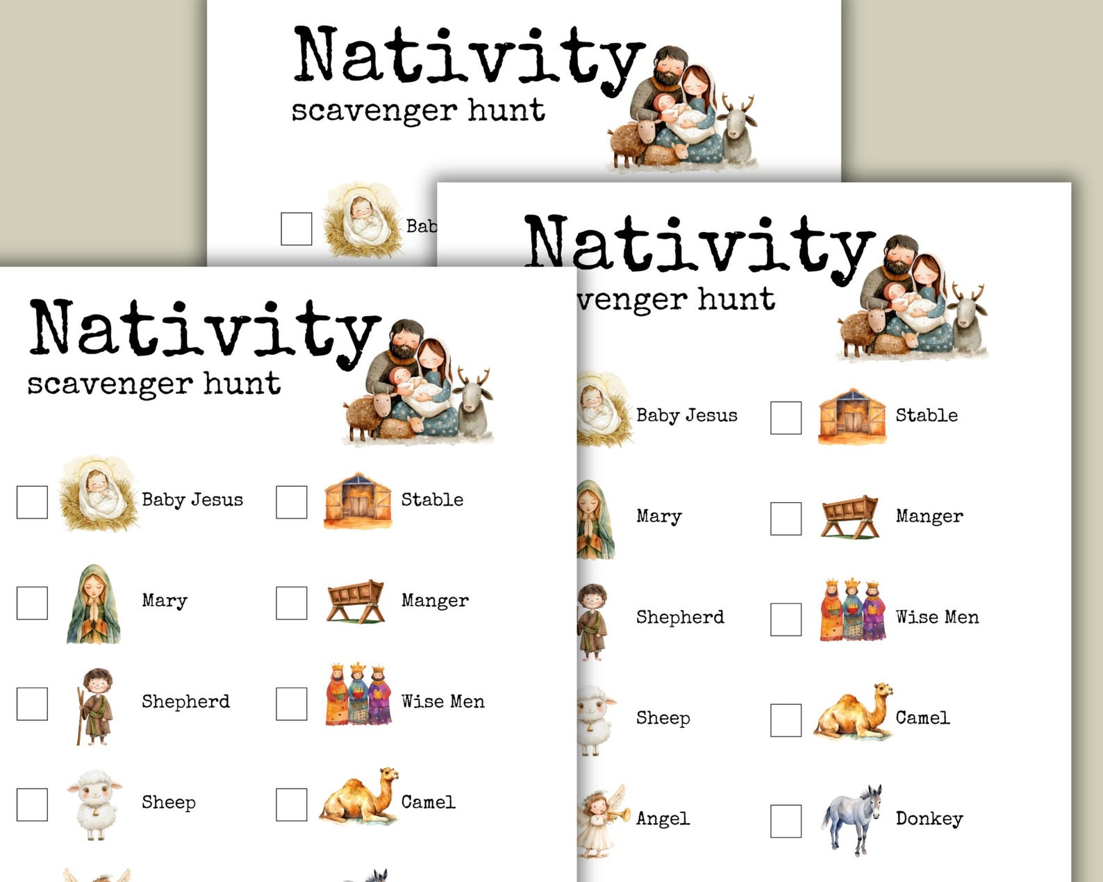 Toddler Nativity Scavenger Hunt Printable, Preschool Christmas Game ...
