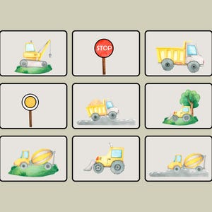 Construction Memory and Matching Game Printable, Kids Memory Game ...