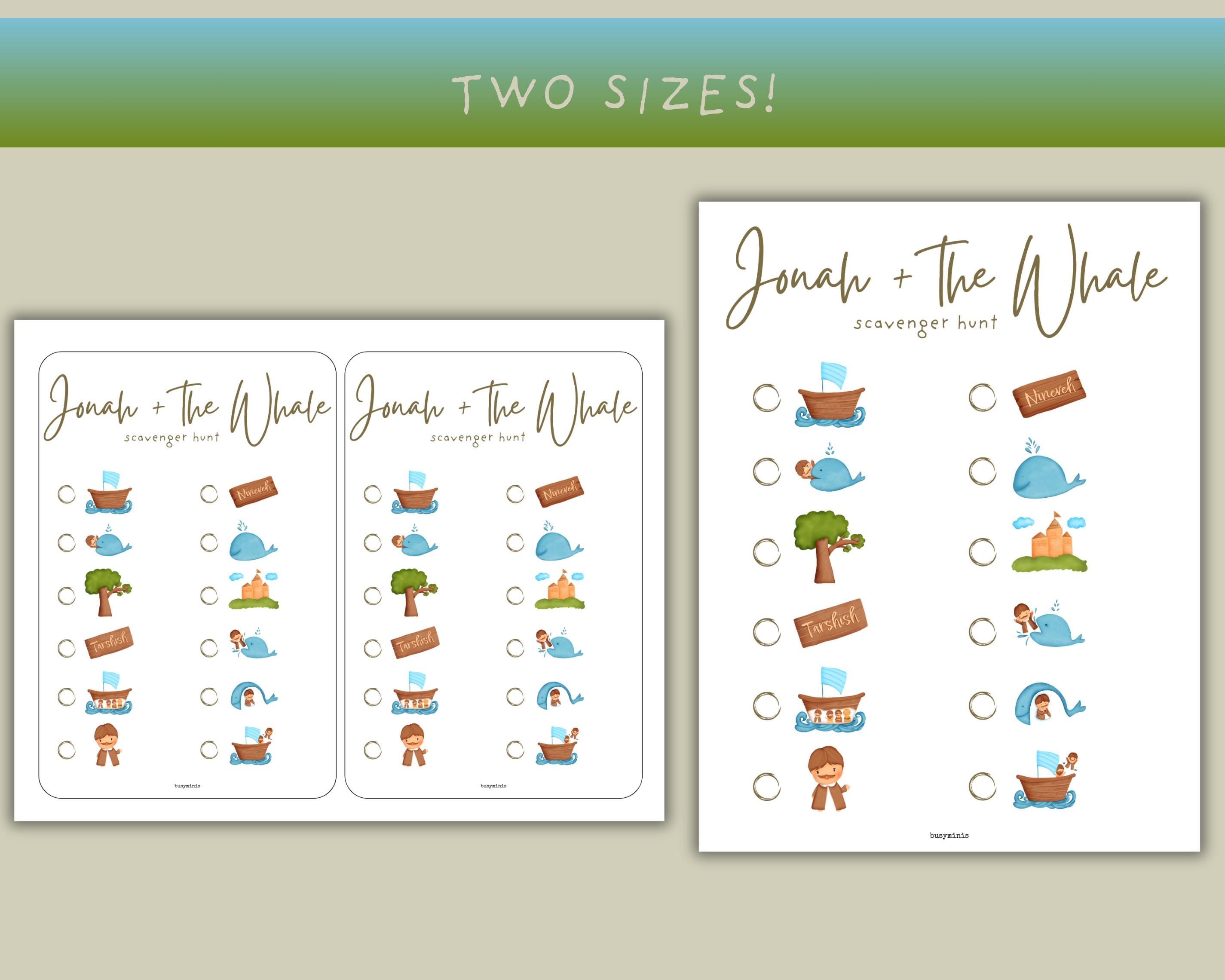 Jonah and the Whale Scavenger Hunt Printable, Indoor Activity ...