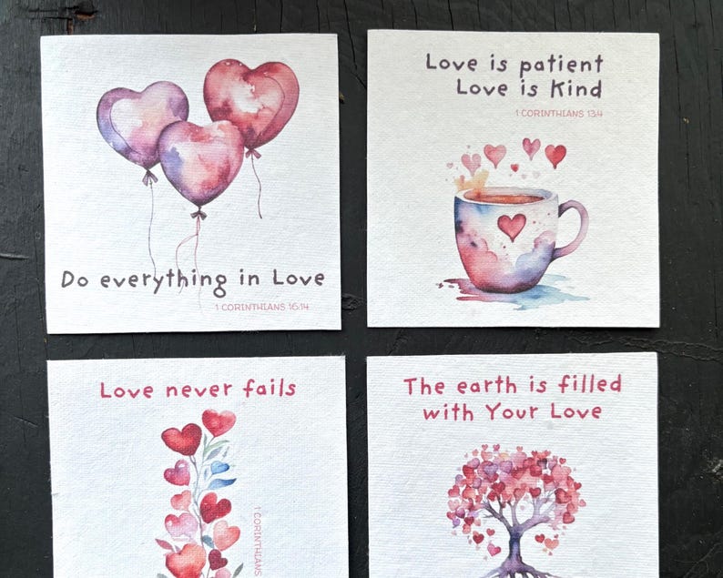 Christian Valentine's Cards: Watercolor Bible Verse Notes (printable ...