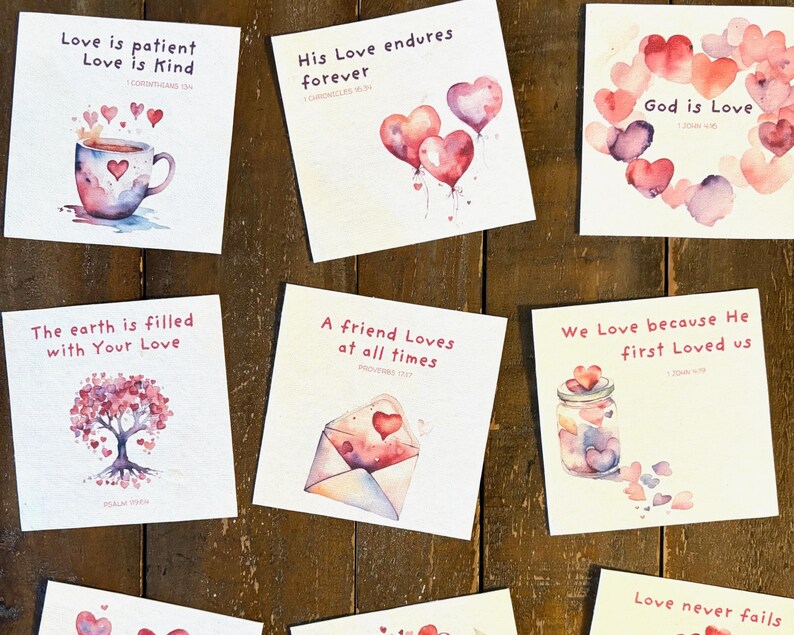 Christian Valentine's Cards: Watercolor Bible Verse Notes (printable ...