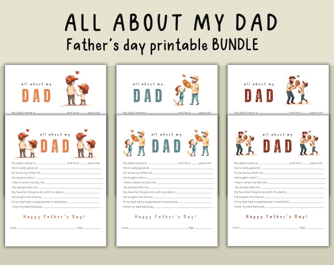 Fathers Day Gift From Kids Printable, My Daddy Fill in the Blanks ...