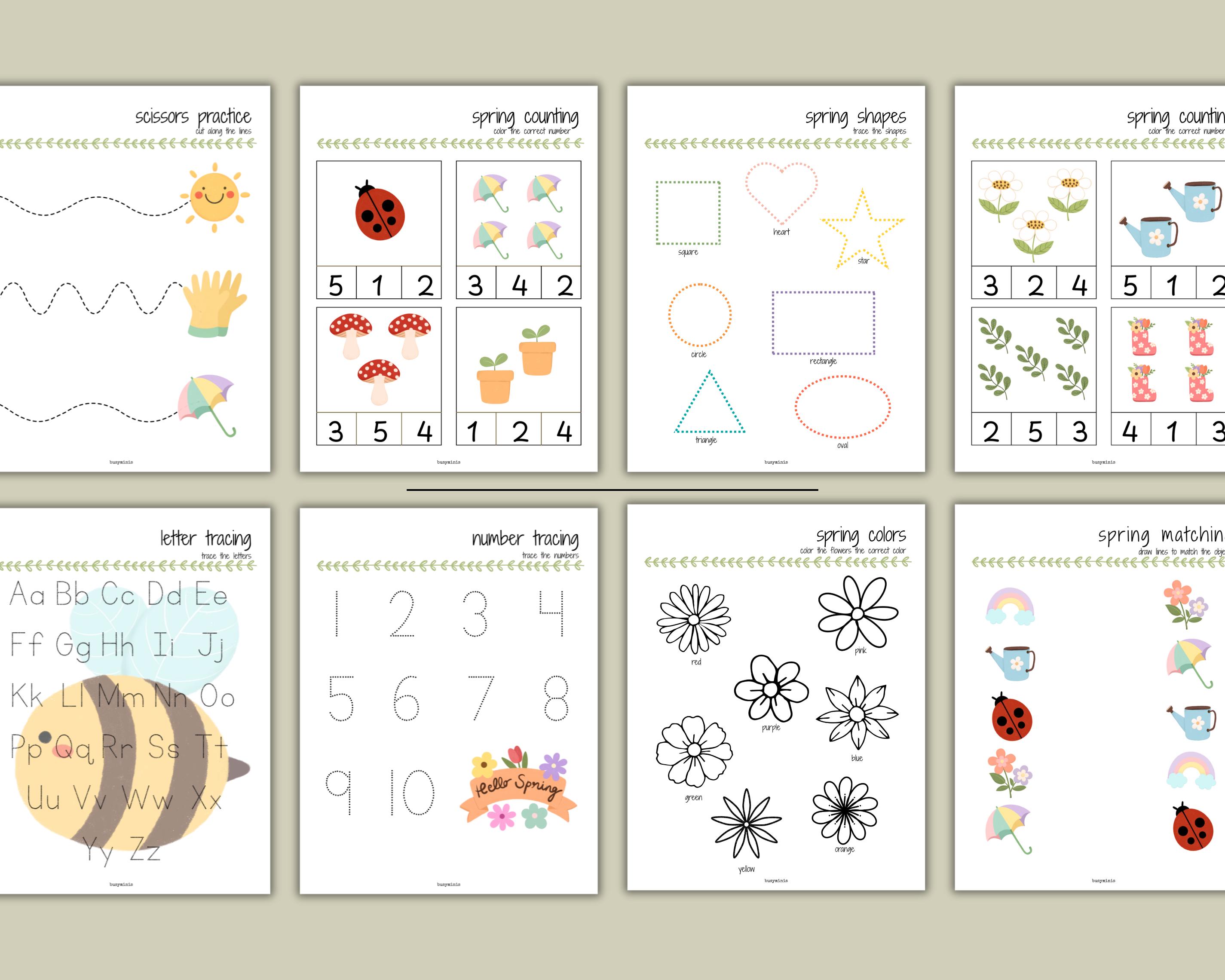 Spring Activity Pack: Preschool Printable Worksheets (PDF) - Etsy