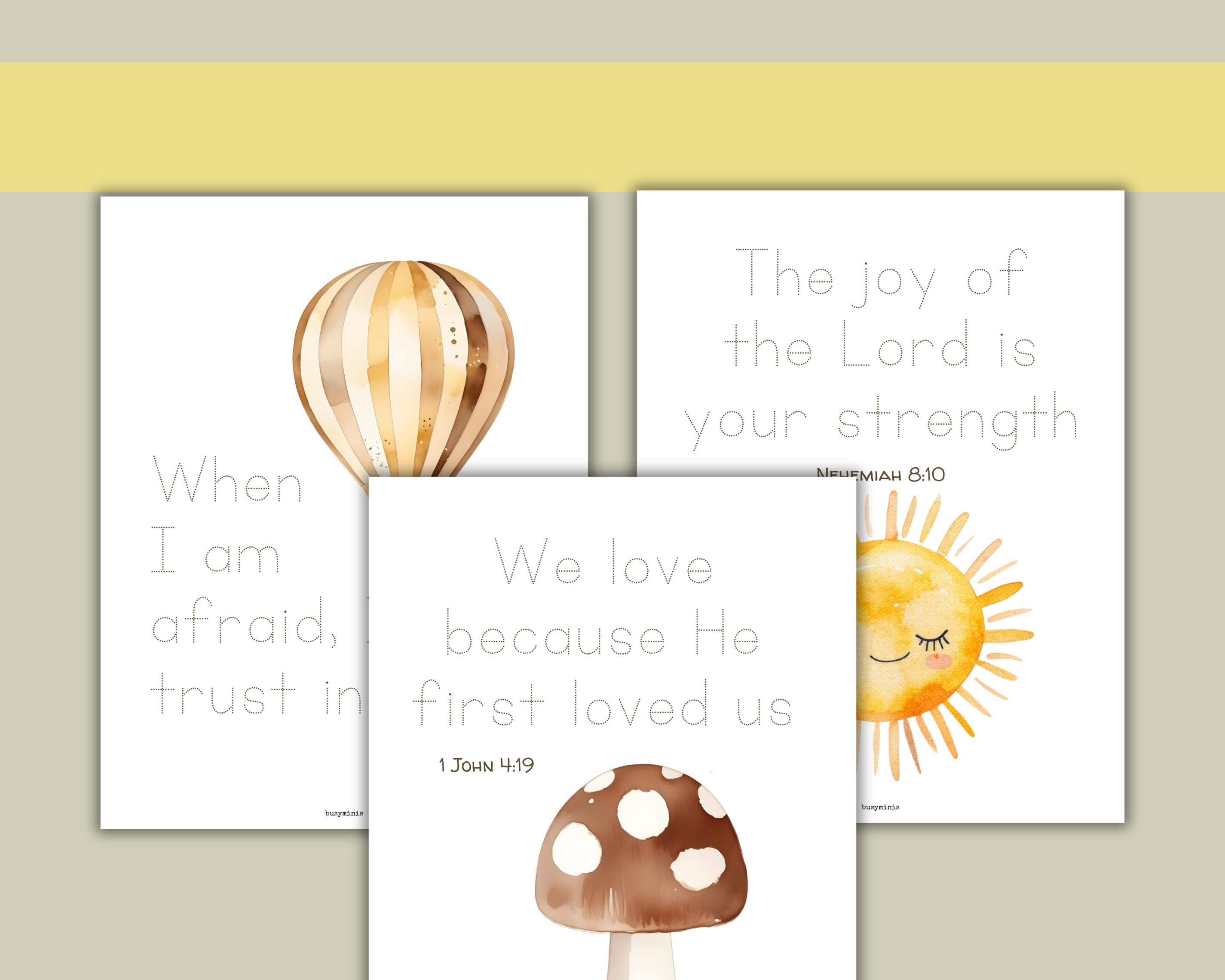 Bible Verse Tracing Pages: Christian Preschool Activity (PDF) - Etsy