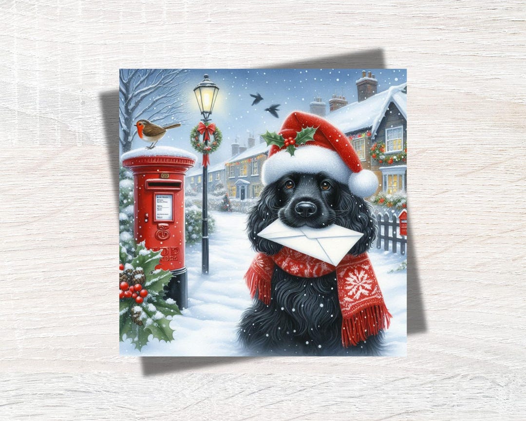 Black Cocker Spaniel Christmas Card / Black Cocker Spaniel Festive ...