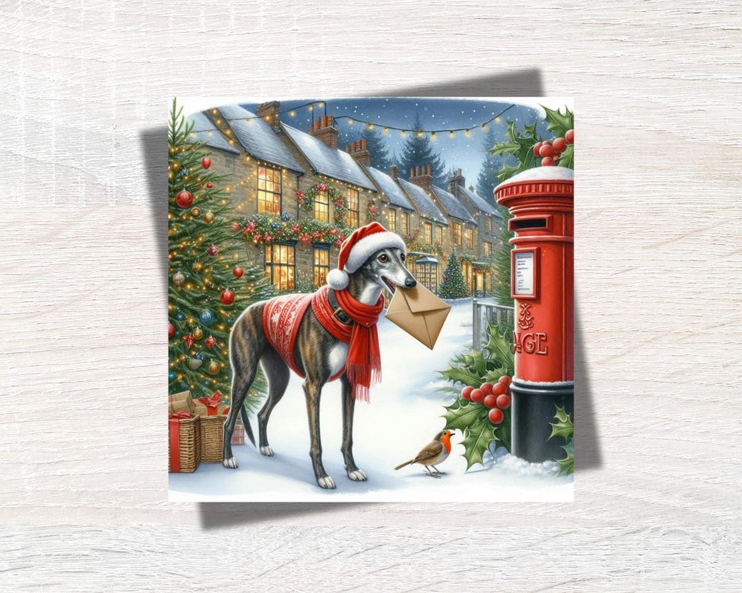 Brindle Greyhound Christmas Cards / Greyhound Festive Greeting Cards ...