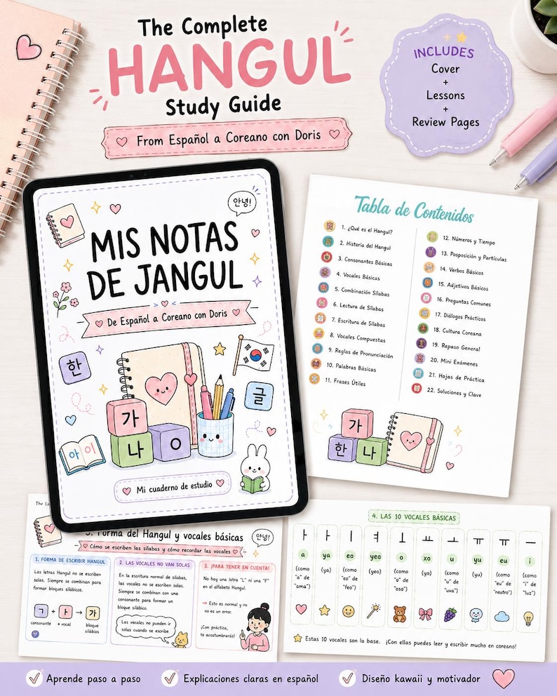 Learn Korean Hangul Study Guide – Spanish to Korean Language Learning ...