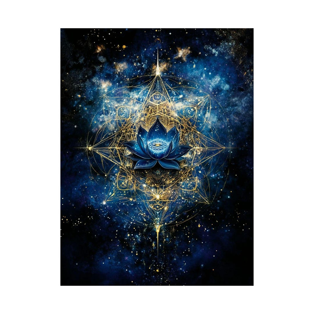 Blue Lotus Sacred Geometry Prosperity Satin Poster - Etsy