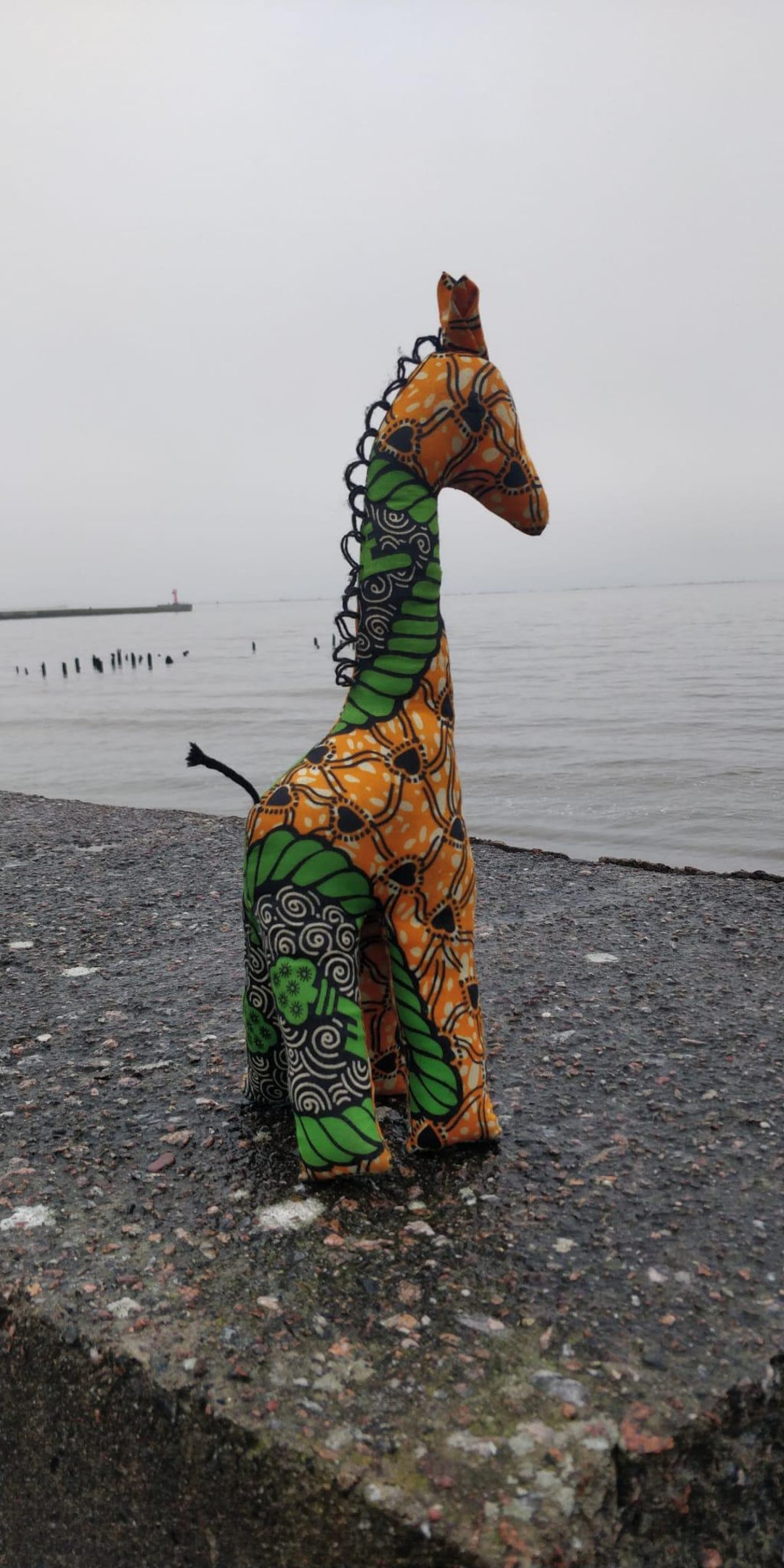 Vintage Giraffe Rag Toy African Print Ethnic Print Fabric Kenya Toy ...