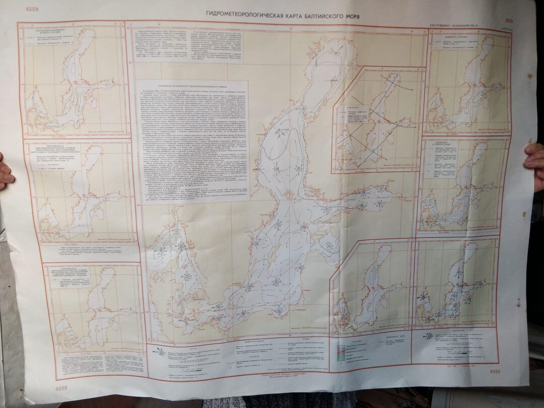 Map Military Hydrometeorological Map of the Baltic Sea Naval Map USSR ...