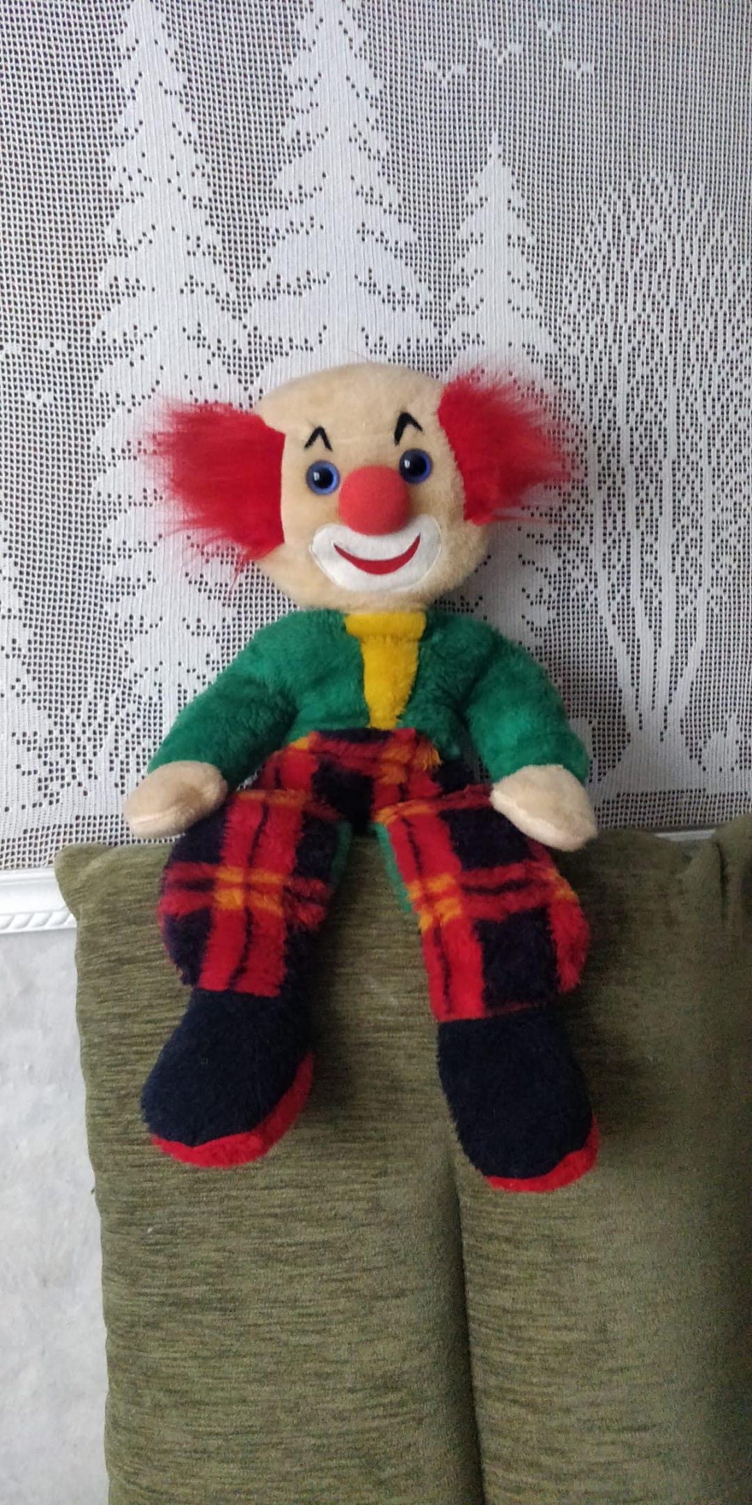 Vintage Plush Clown Big Clown Toy Retro Clown Circus Beautiful Eyes ...