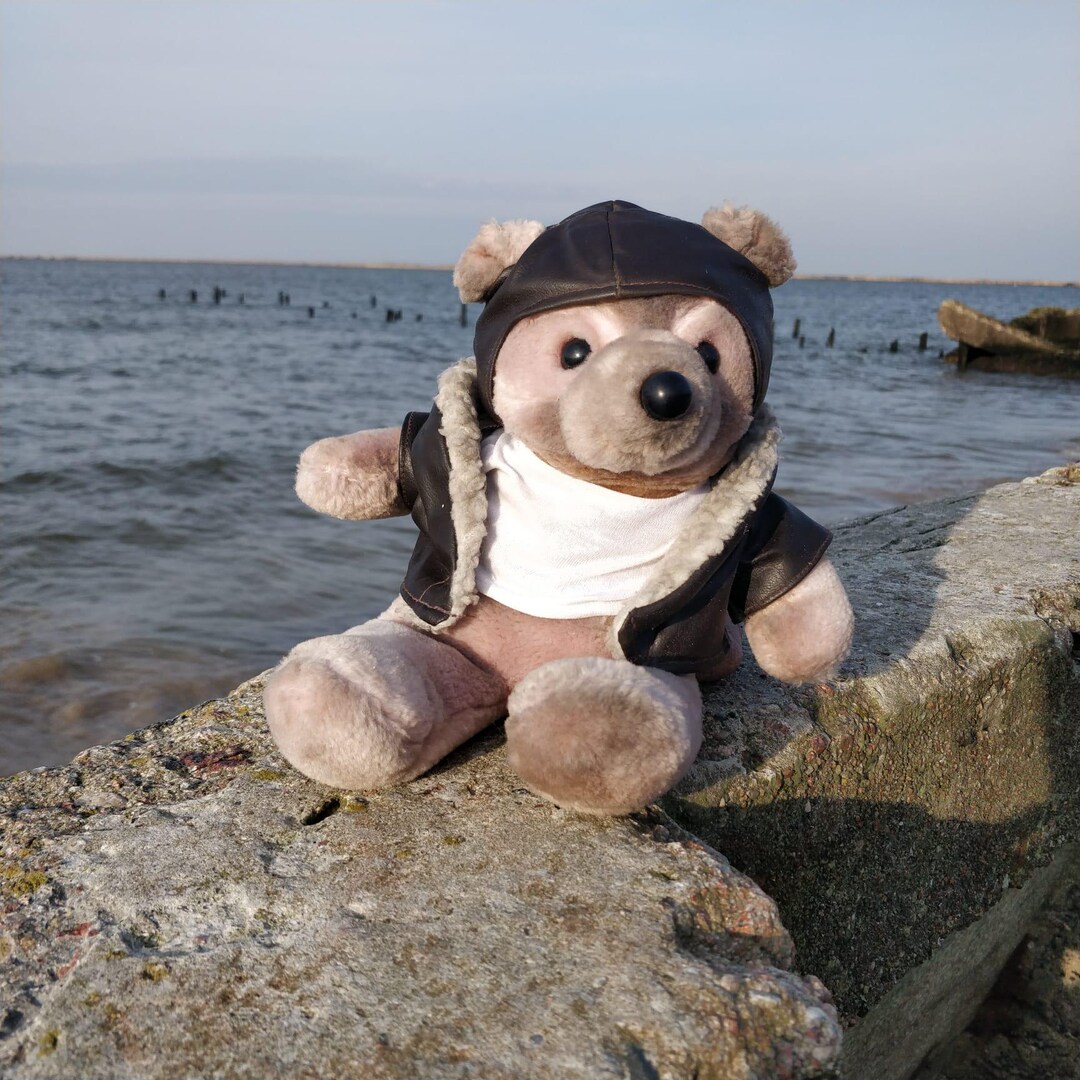 Vintage Bear Aviator Plush Pilot Toy Aviation Helmet Pilot Bomber ...
