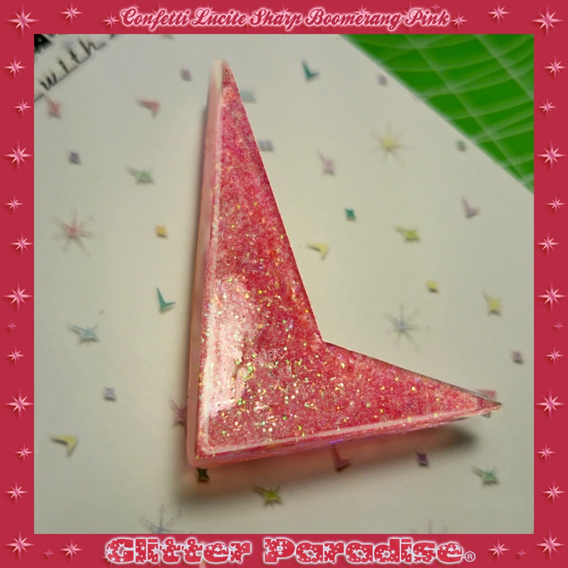 Sharp Boomerang Glitter Dust Brooch Atomic Boomerang | Etsy