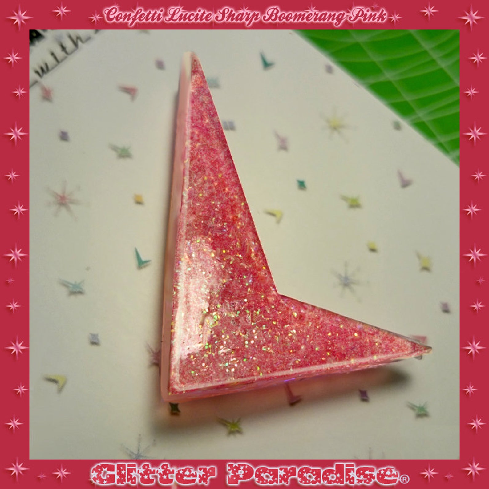 Sharp Boomerang Glitter Dust Brooch Atomic Boomerang | Etsy