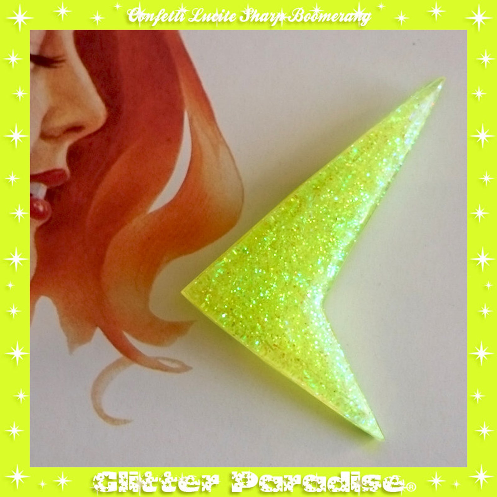 Sharp Boomerang Glitter Dust Brooch Atomic Boomerang | Etsy