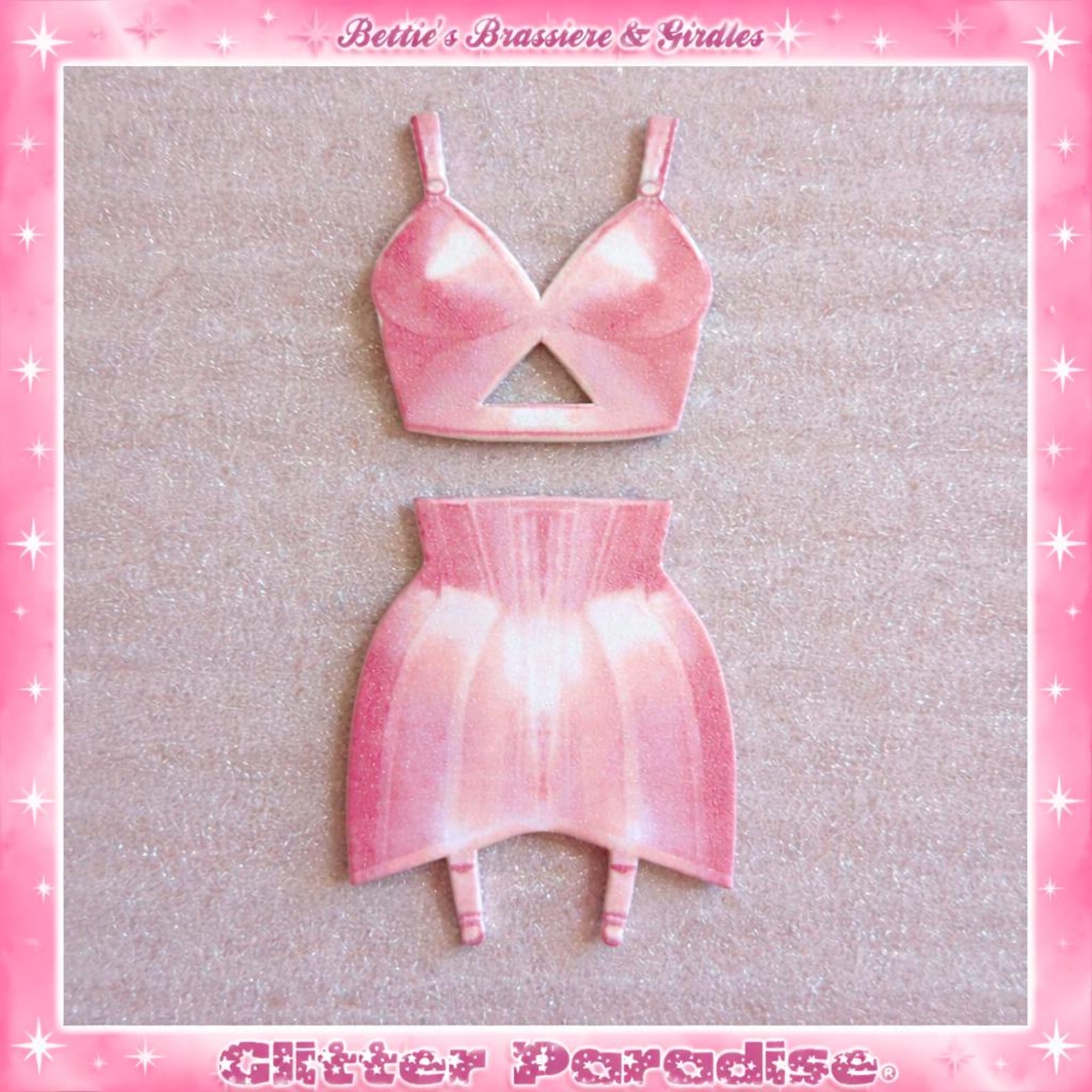 Bettie's Brassiere & Girdles Set Blue - Brooch - Retro Lingerie ...