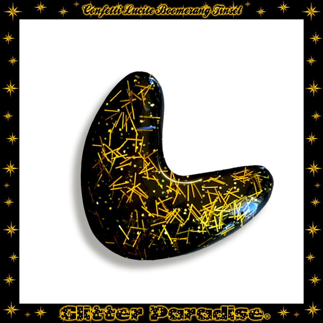 Boomerang Lucite Tinsel - Brooch - Atomic Boomerang Brooch - Mid ...