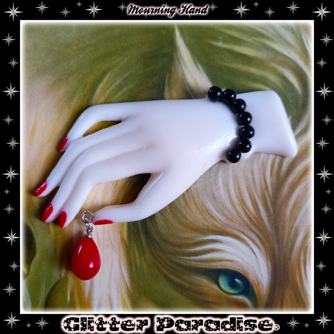 Mourning Hand Blood Drop - Brooch - Victorian Mourning Jewelry Inspired ...