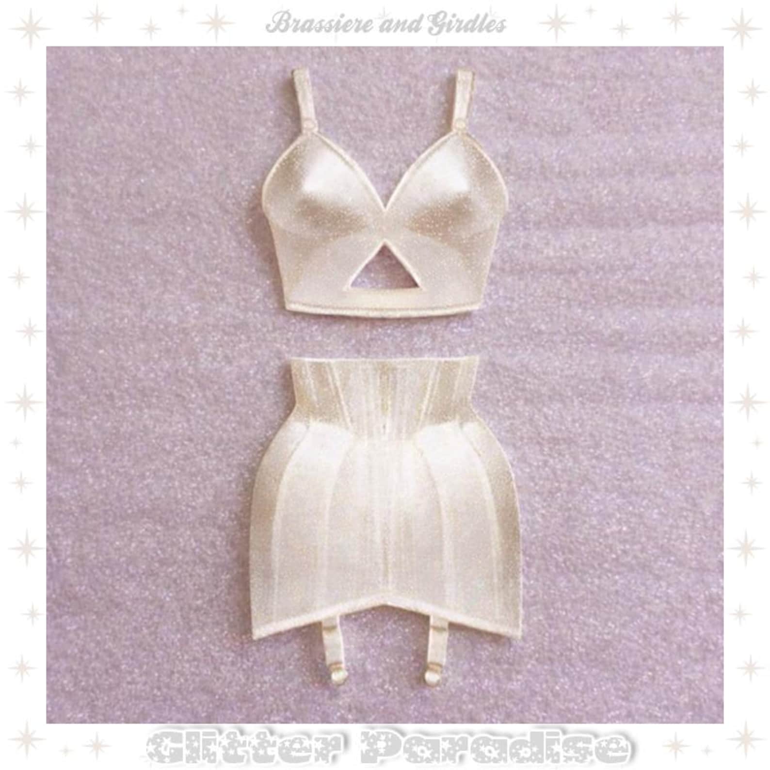 Bettie's Brassiere & Girdles Set Gold - Brooch Set - 50s Retro Lingerie ...