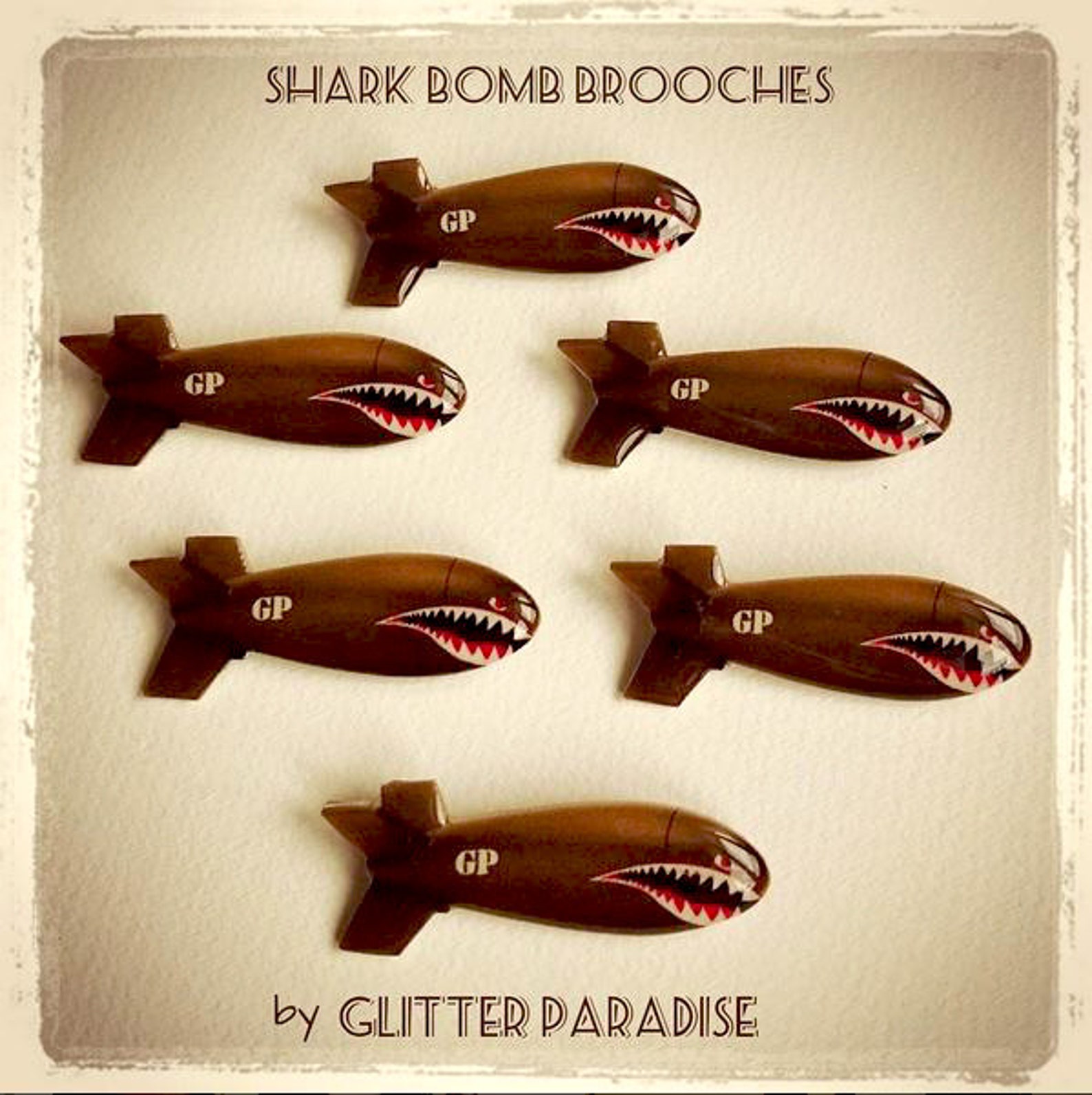 Shark Bomb Brooch Bomber Shark Teeth WWII Flying - Etsy