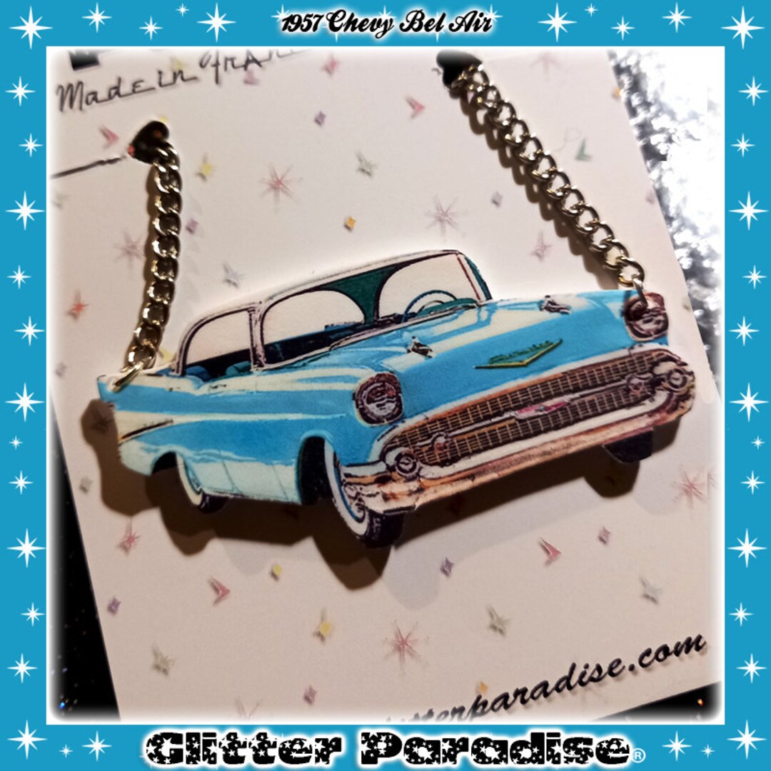 57 Chevy - Necklace - 57 Chevy Bel Air - Vintage Chevrolet - Retro Car ...