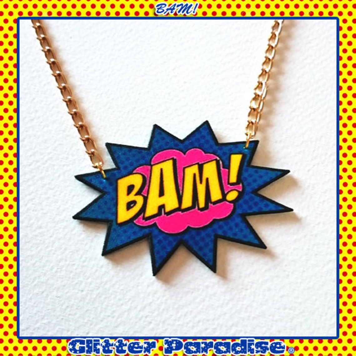 BAM KAPOW Necklace Cosplay Comic Super Hero Comics | Etsy