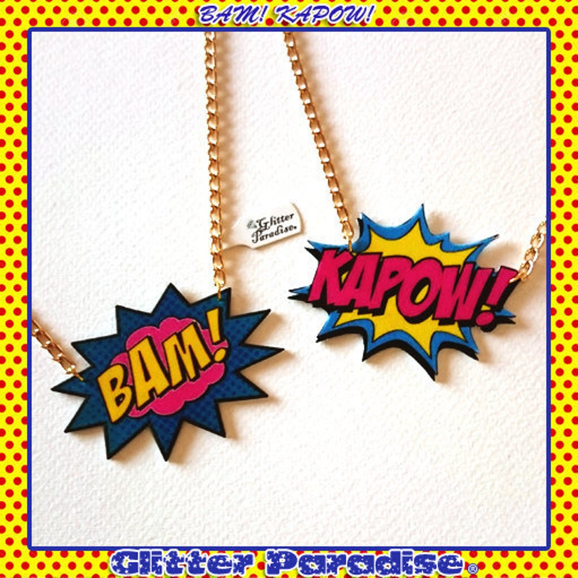 BAM KAPOW Necklace Cosplay Comic Super Hero Comics - Etsy